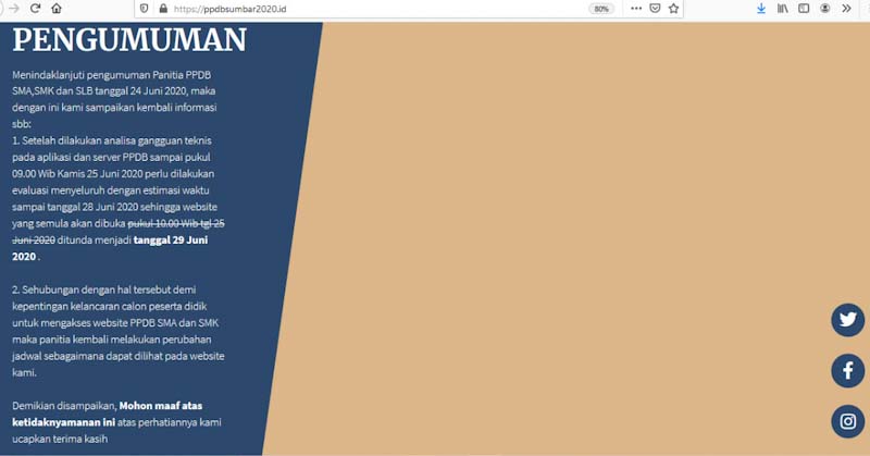 Situs PPDB Sumbar Umumkan Penundaan Pendaftaran Lagi, Calon Siswa Cemas