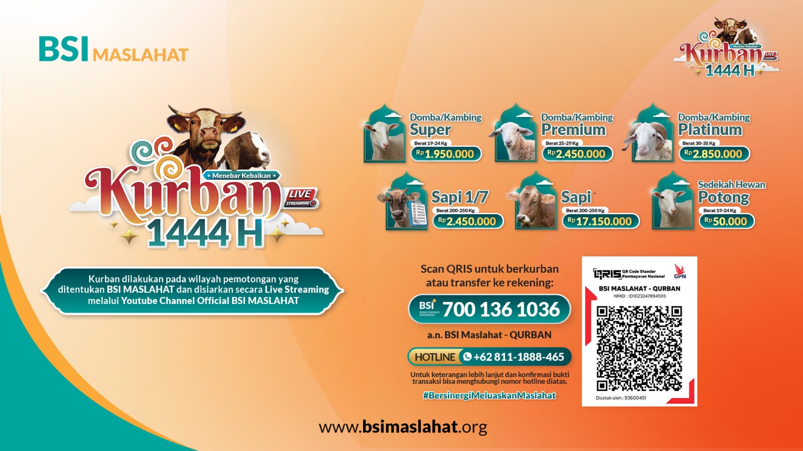 BSI Maslahat Kenalkan Mudahnya Berkurban Secara Digital